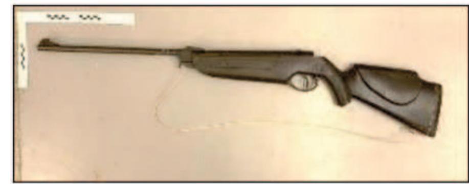 Air rifle, adapted for nominal caliber.22 lr, sent by the