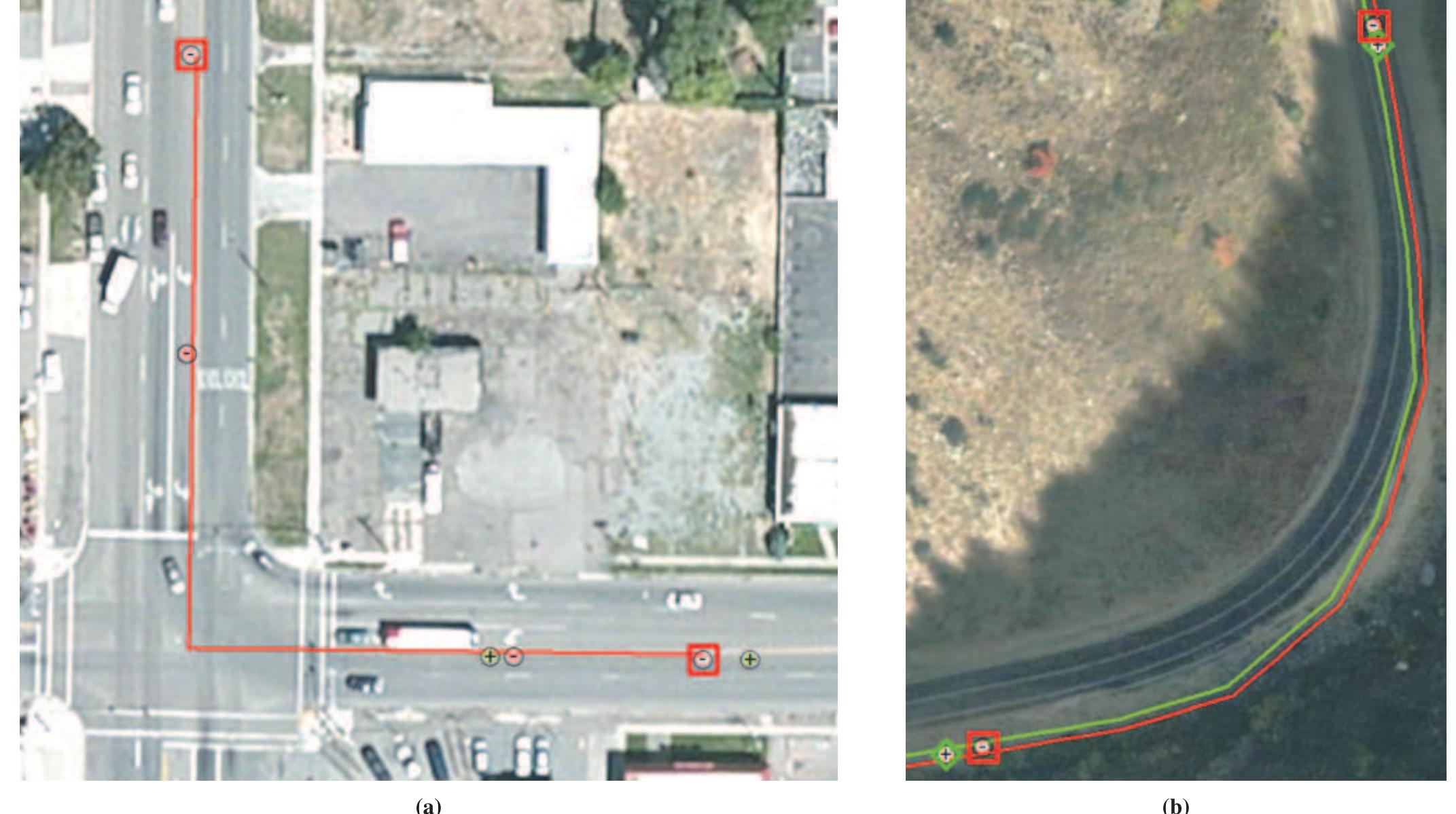 Example of (a) intersection misidentified as curve at us-189