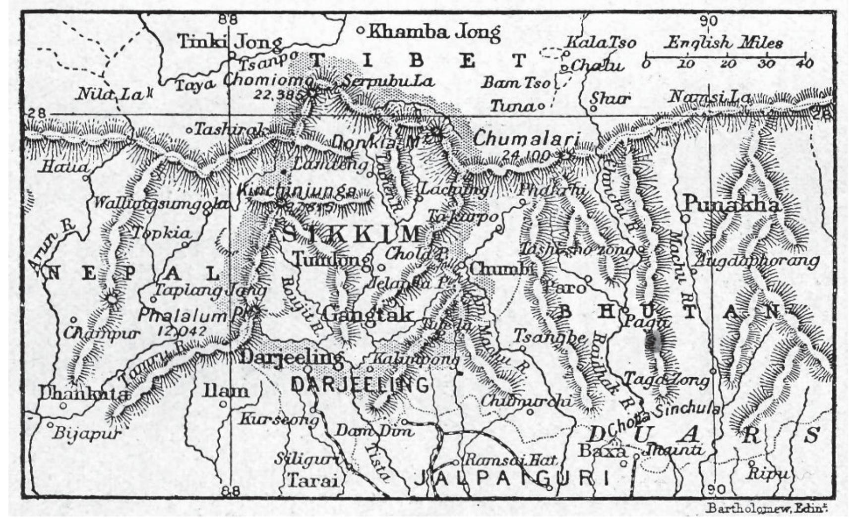 - old map of north-east india and borderlands before the