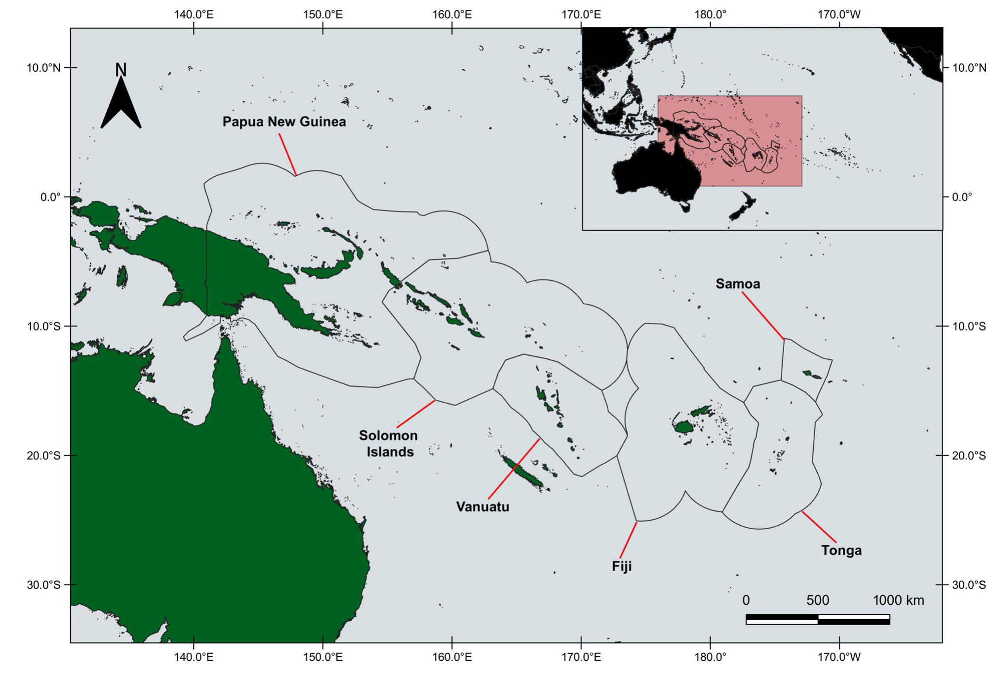 = map of the southwest pacific identifying high island