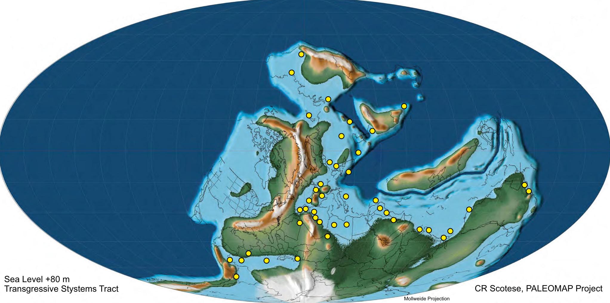 Palaeogeographic map of c. r. scotese (palaeomap project map