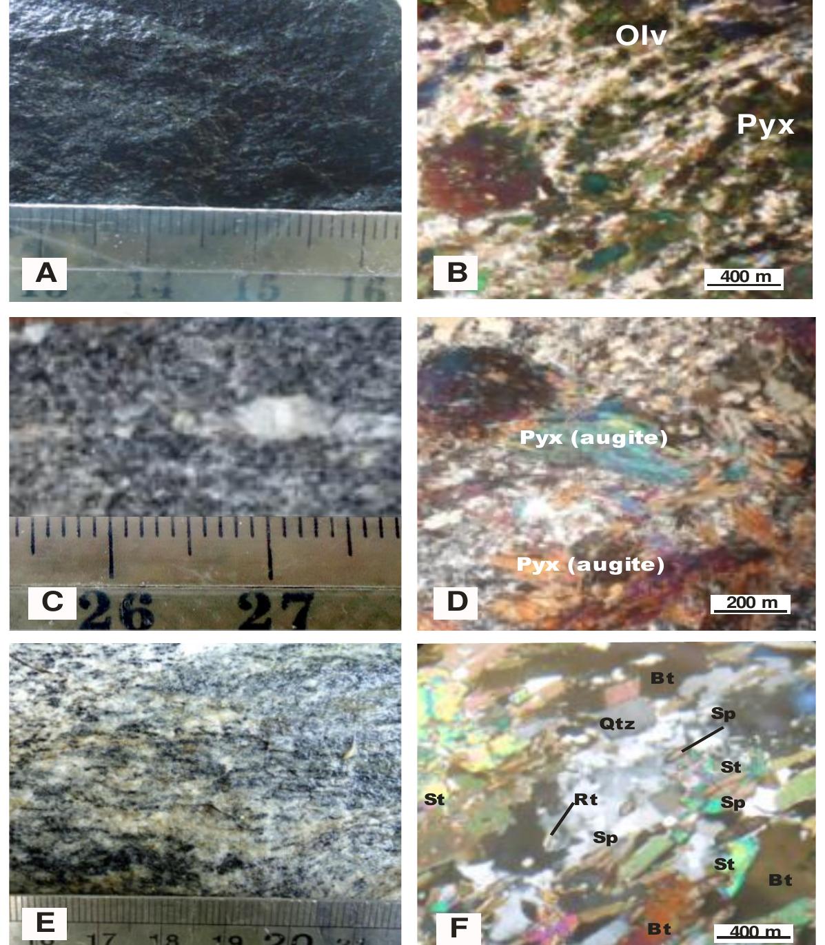 Hand specimen and photomicrograph of marinai basalt; ungwan