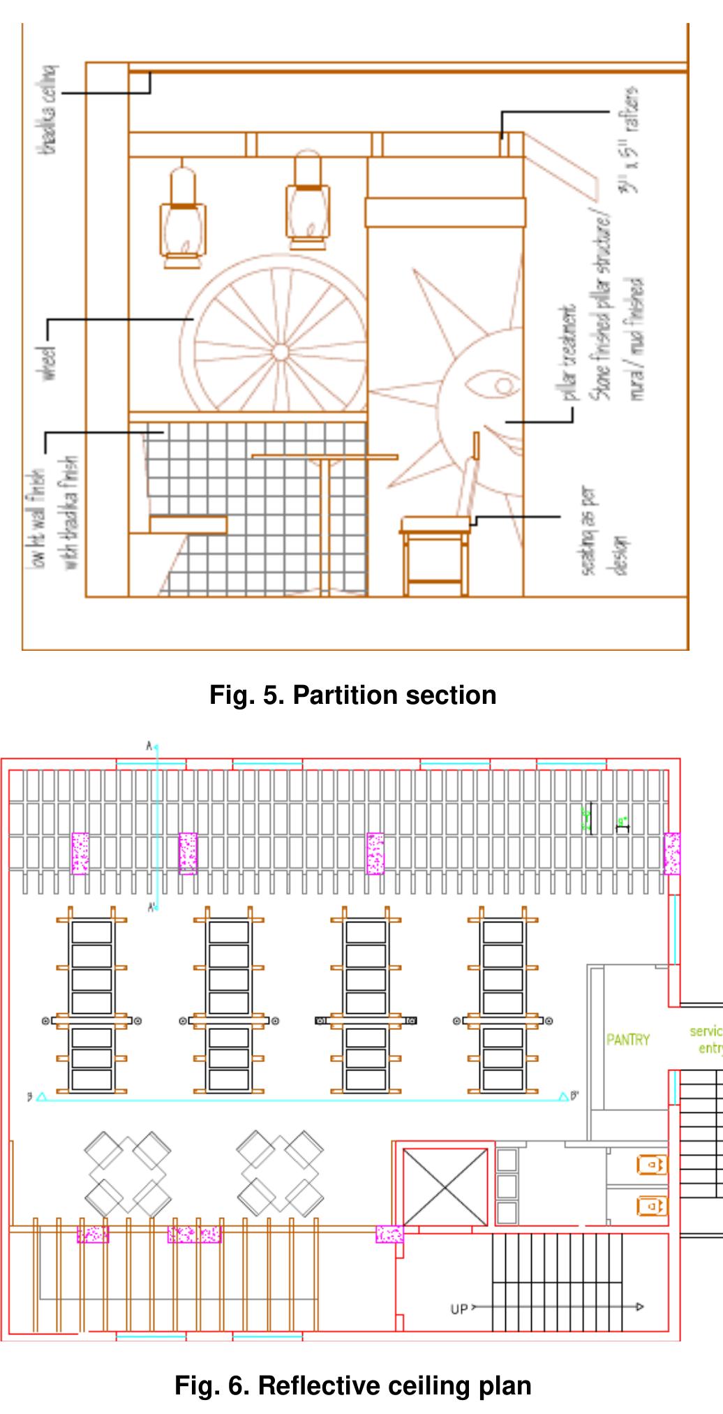 The false ceiling is proposed with rafters, packing wood and