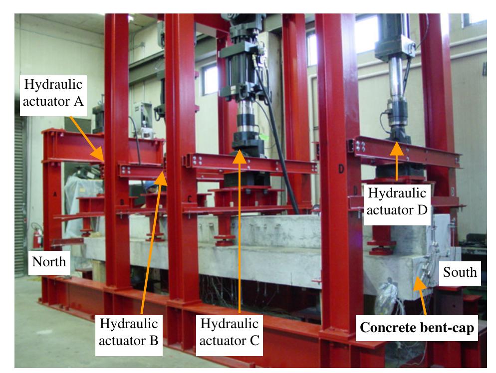 Test frame setup with the reinforced concrete bent-cap