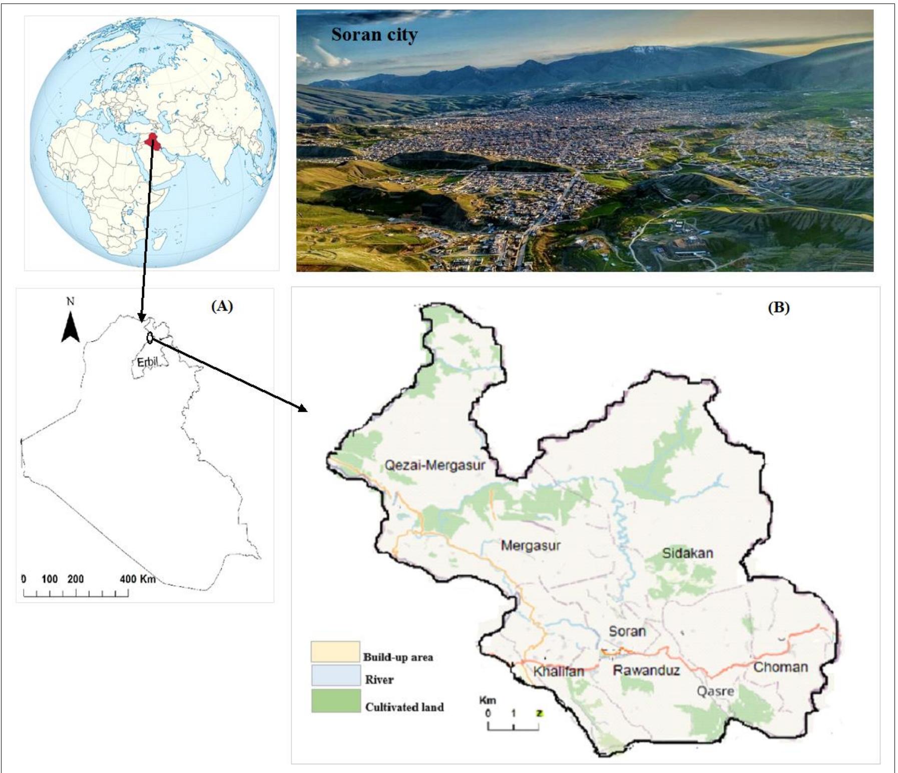 Location of the research area on a map. maps of iraq and the