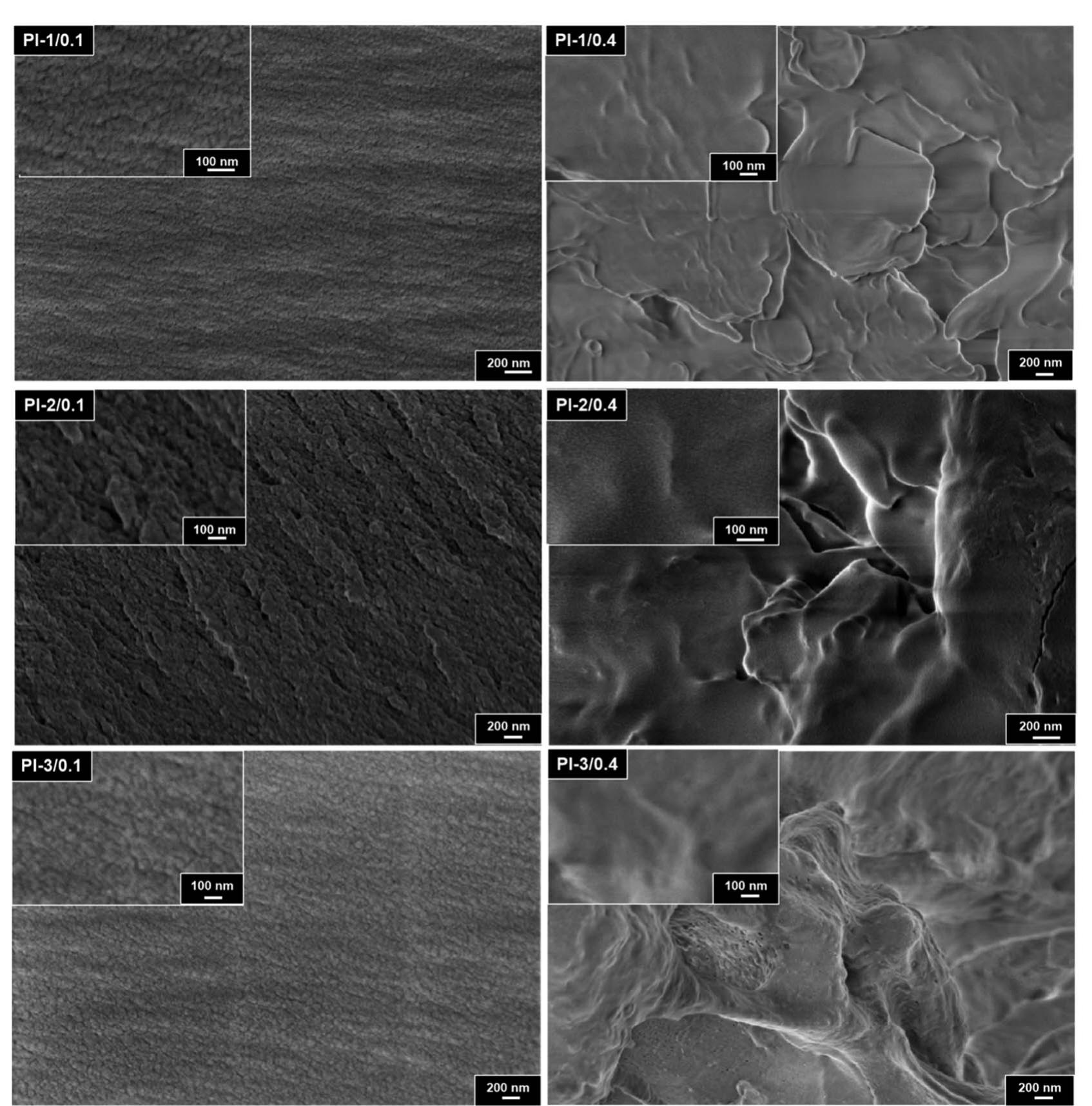 Sem images of pi origin films cross-section. to fully