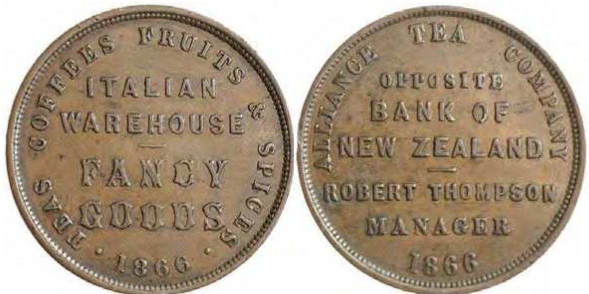 The alliance tea company tokens were the only new zealand
