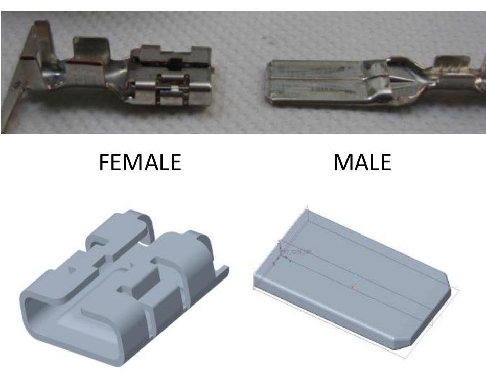 Female and male parts of the electrical connector of cooling
