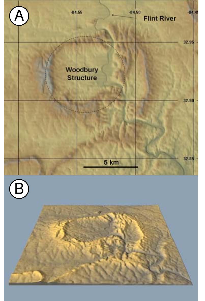Relief map (a) and dem topography model (b) of the woodbury