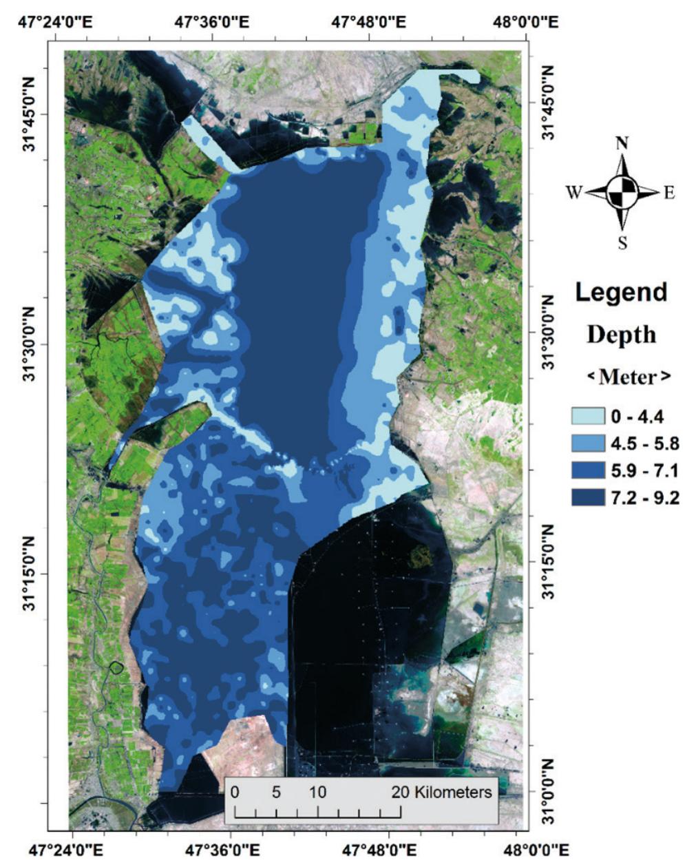 The marsh depth data scene by mosaicking process, and then