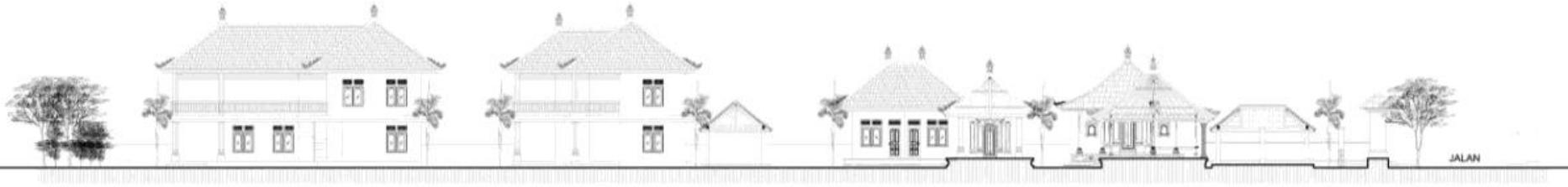 The facade of the building using the tri angga concept the