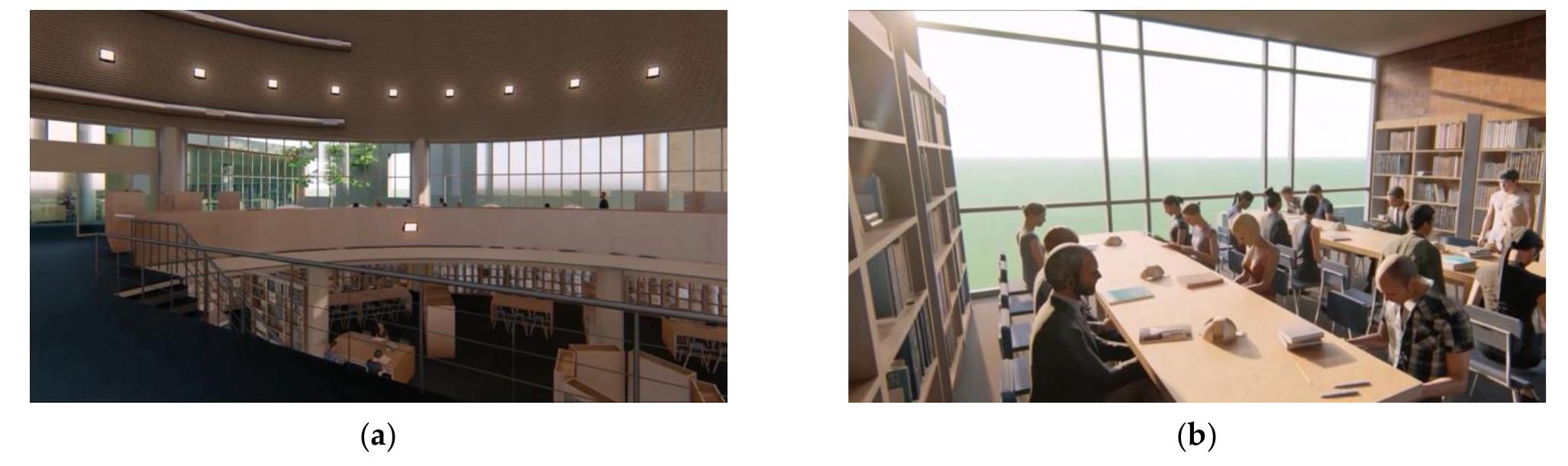 Frames of the virtual tour of the bim model, included in the