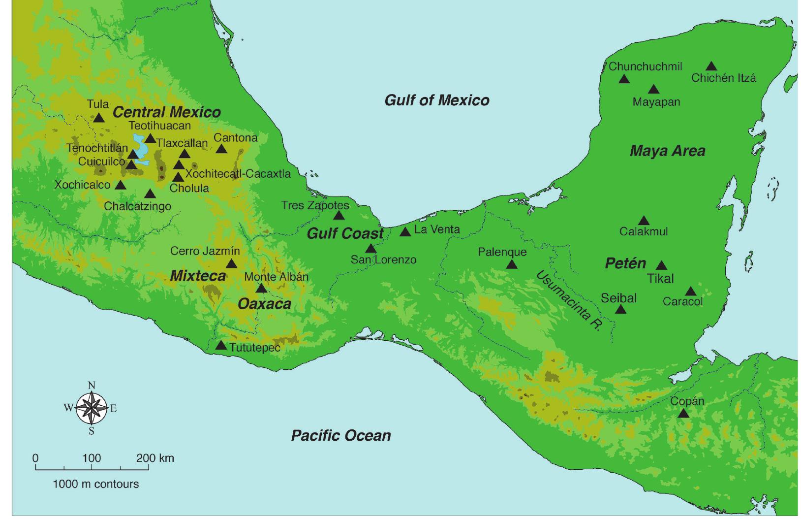10. map of mesoamerica showing places mentioned in the text.