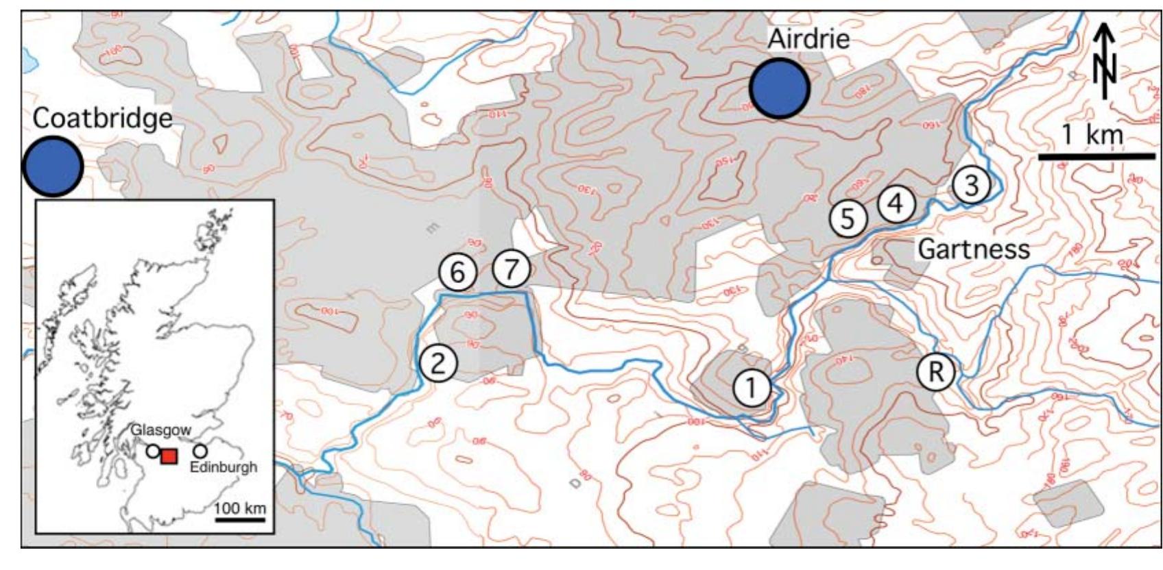 Map of monklands district, locating iron and steel works