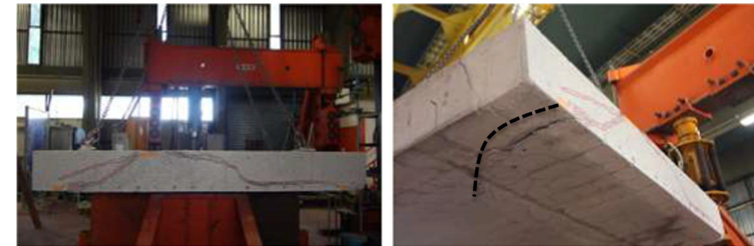 Failure mode of slab s10 - saw cut.