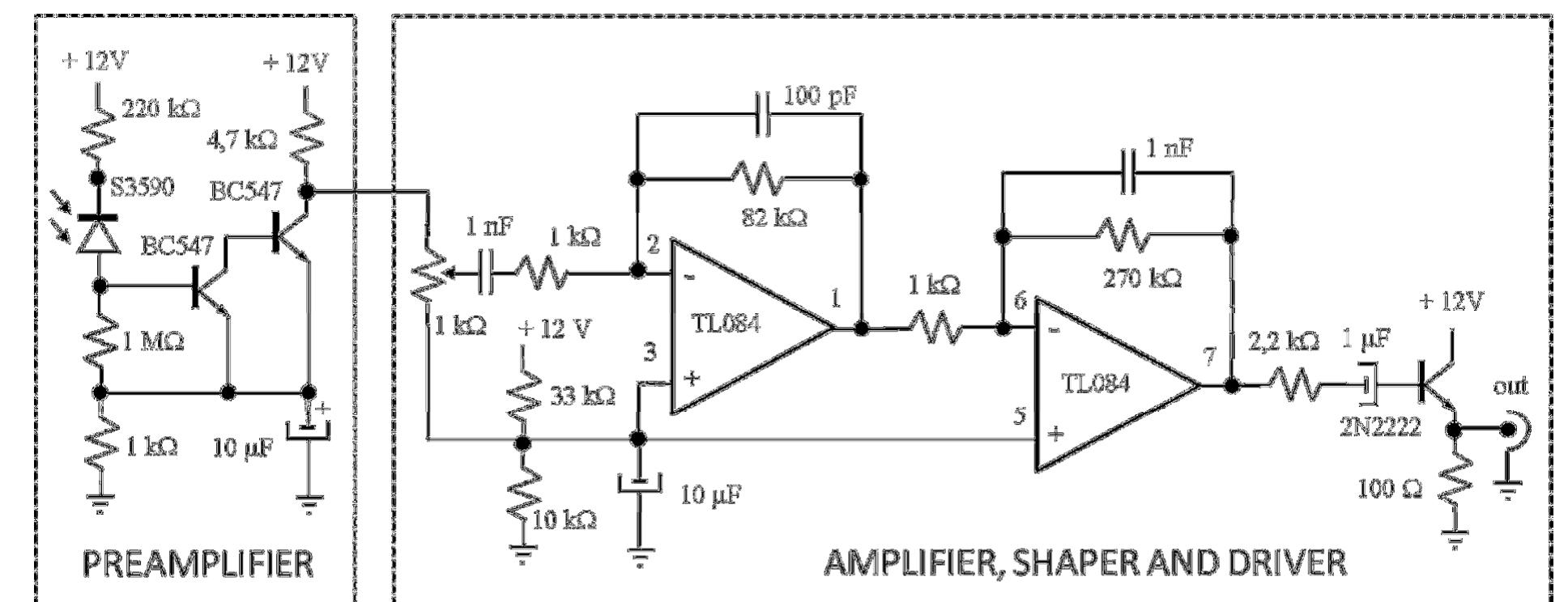 Scheme of the photodiode amplifier developed. the circuit of