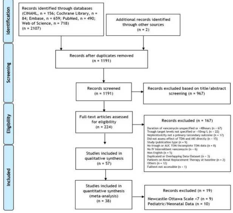 Prisma flow chart depicting the selection process of studies