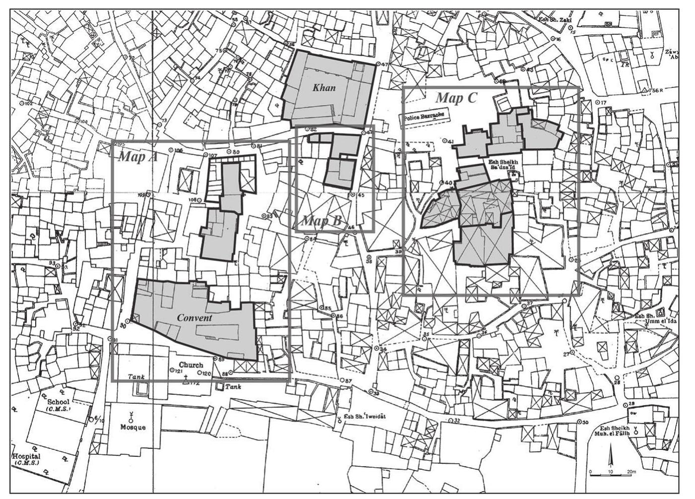 A map of ludd from 1929 with the three restored “islands”