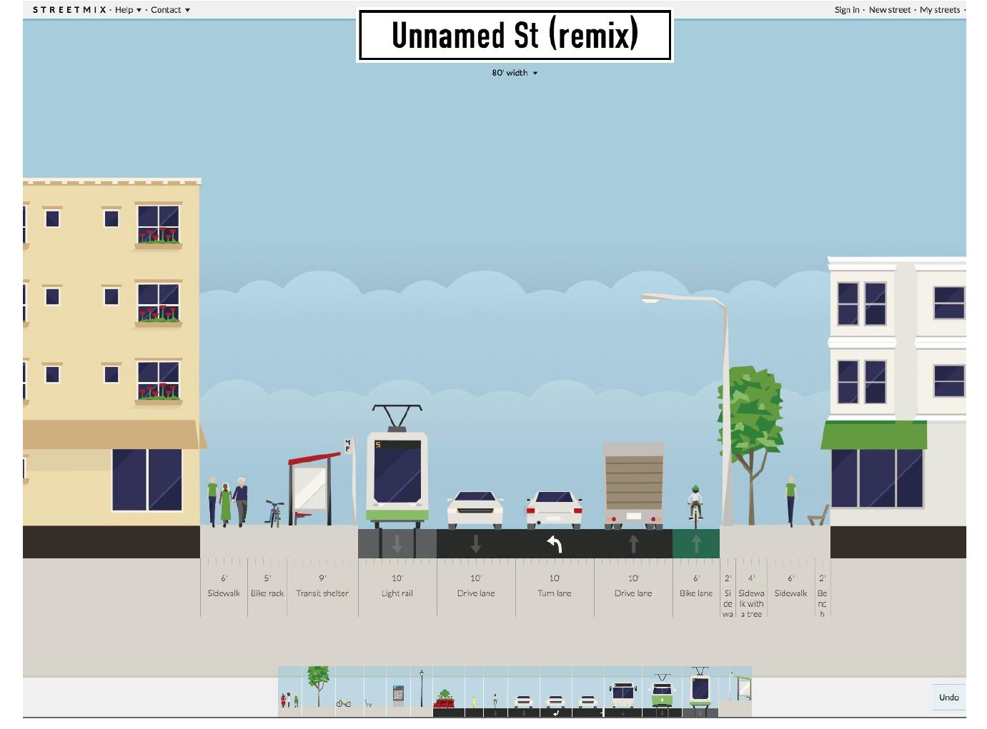 Streetmix street cross section visualization application.