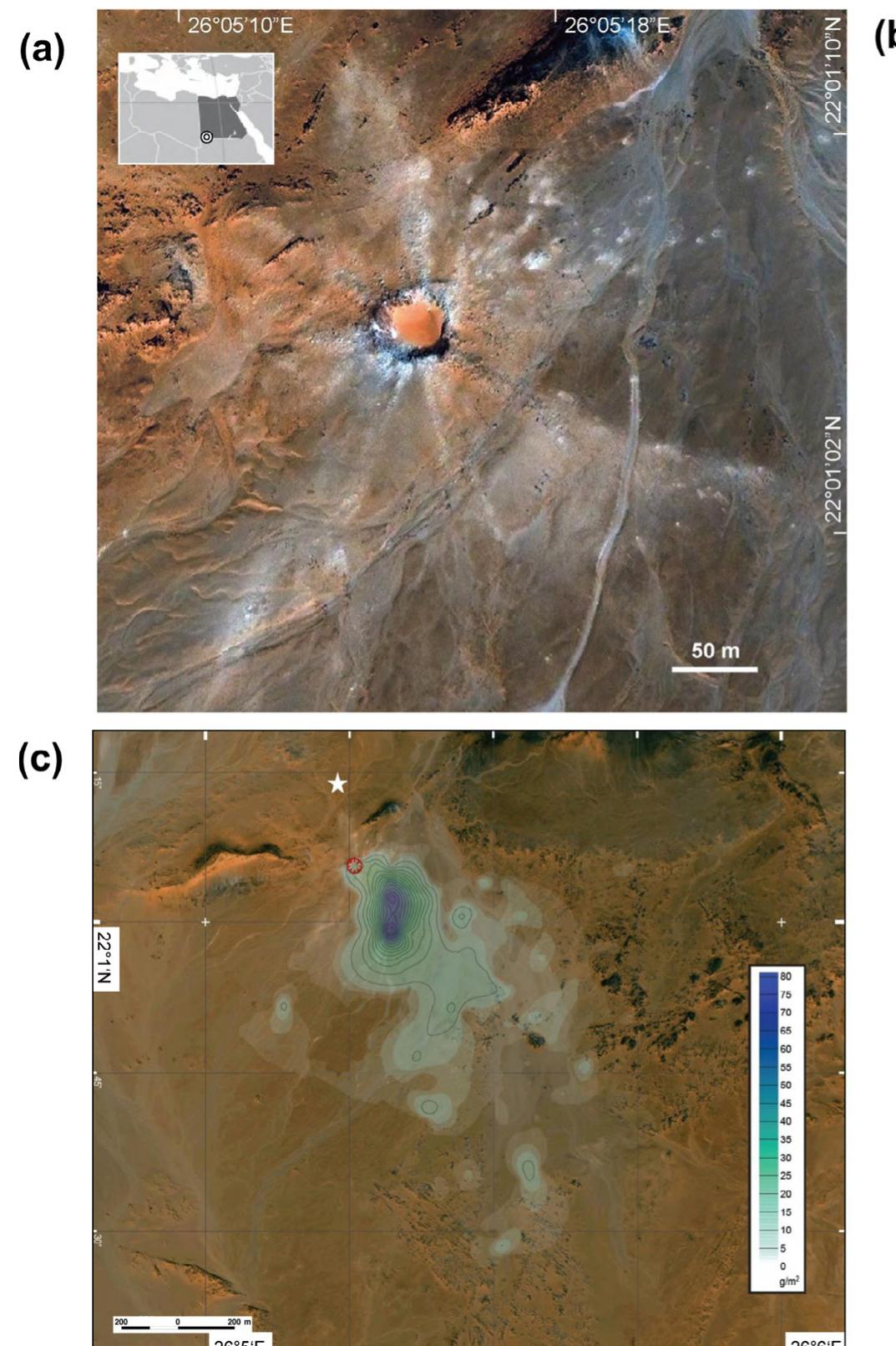 (a) quickbird satellite image of kamil crater (inset
