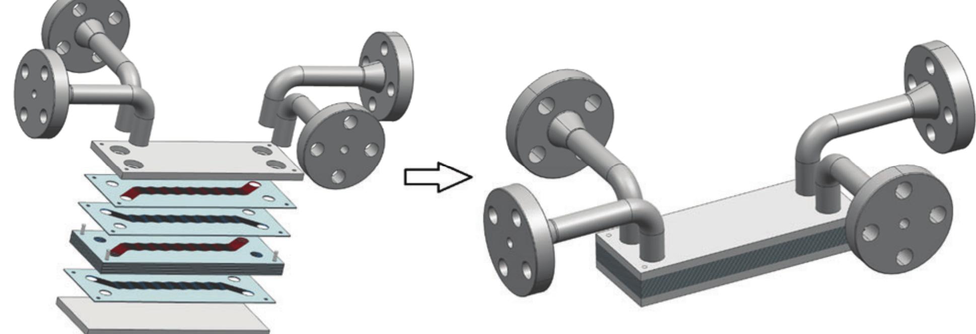 An exploded view and a schematic of the entire pche.
