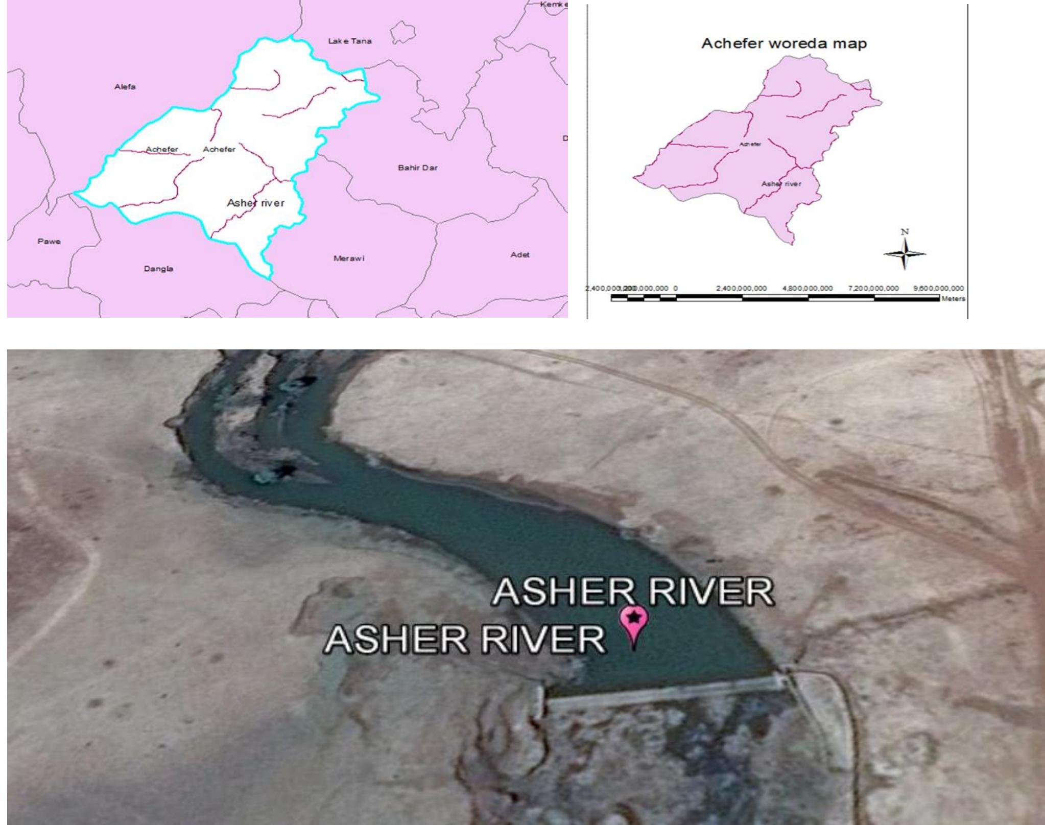 Location map of the asher river (source google earth map and