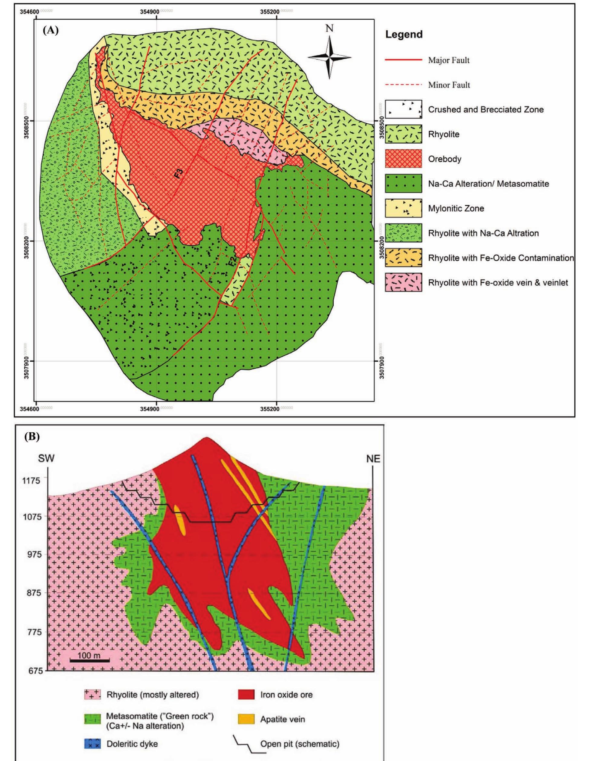 (a) simplified geological map of the ore body of the