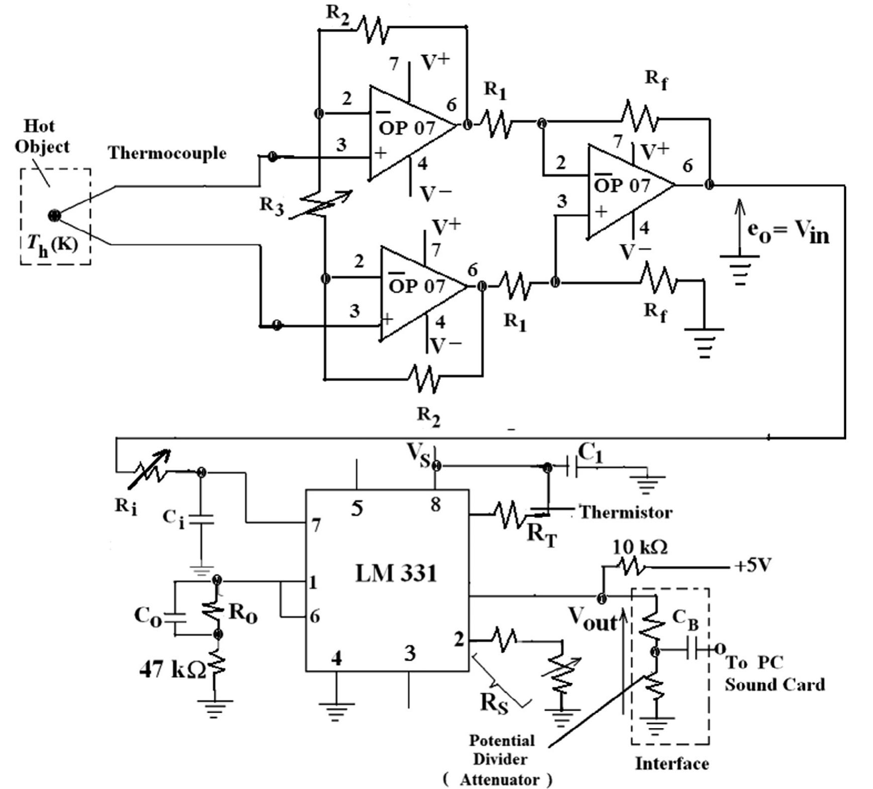 Circuit diagram for the proposed signal processing scheme