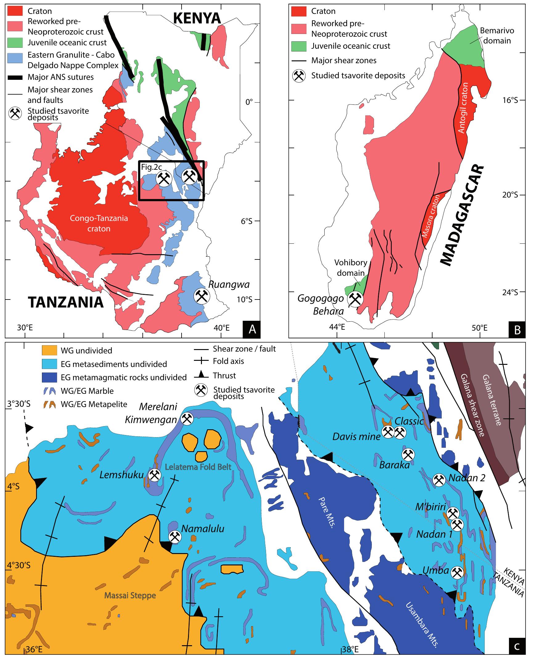 “1g. 2. (a) tectonic map of kenya and tanzania (modified
