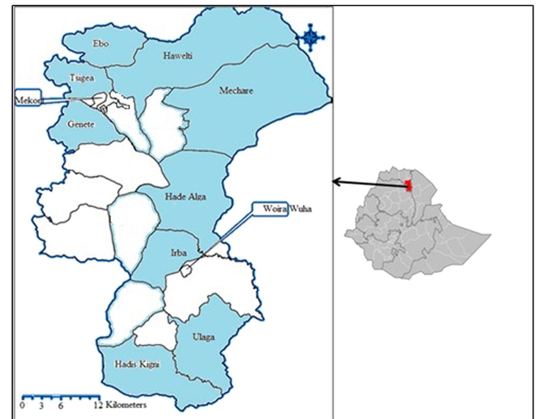 Map of raya-azebo district in tigray region of ethiopia with