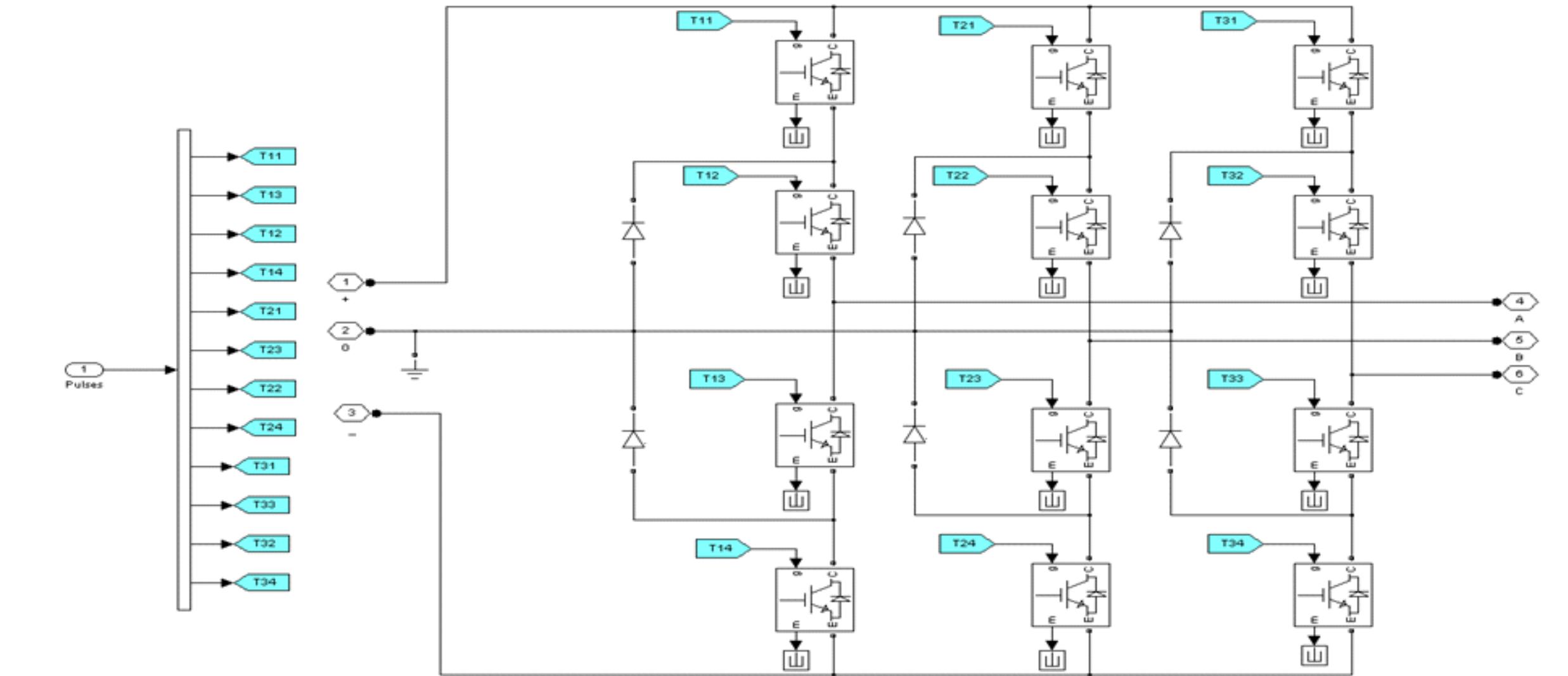 Circuit topology of three-level (npc) inverter multilevel