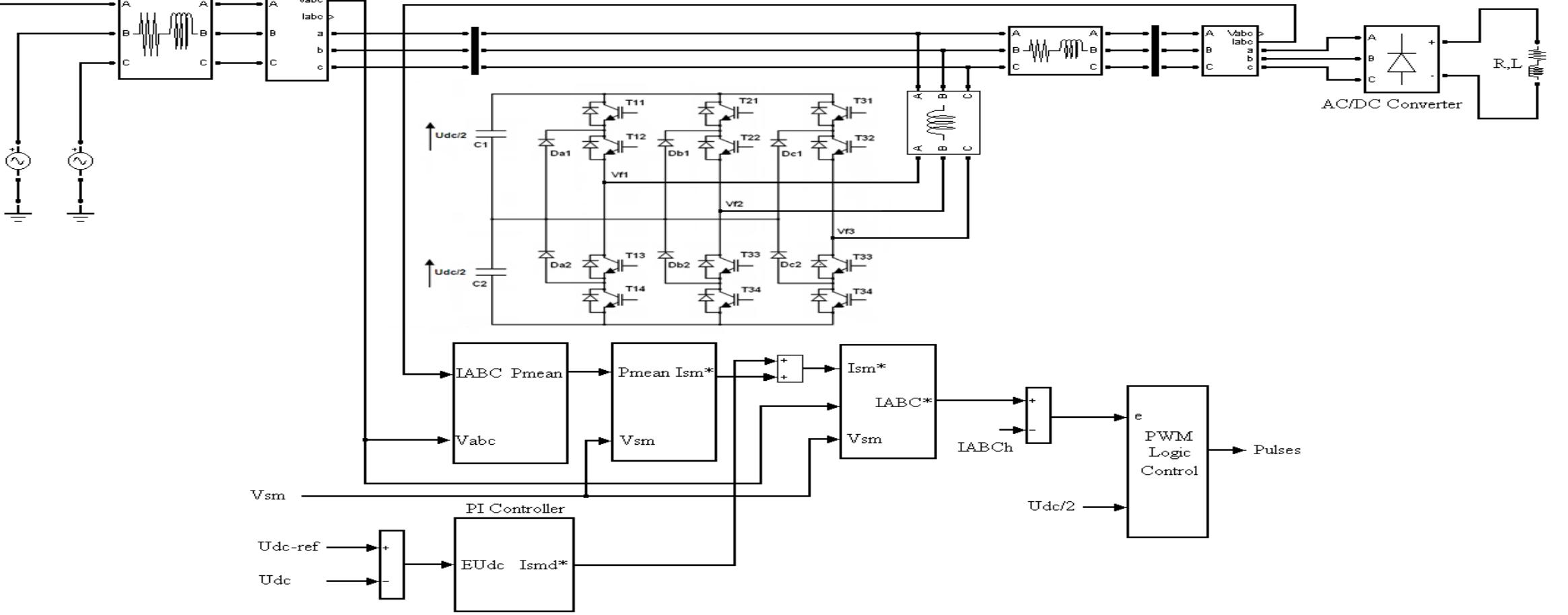 Three-level (npc) shunt apf block diagram based on