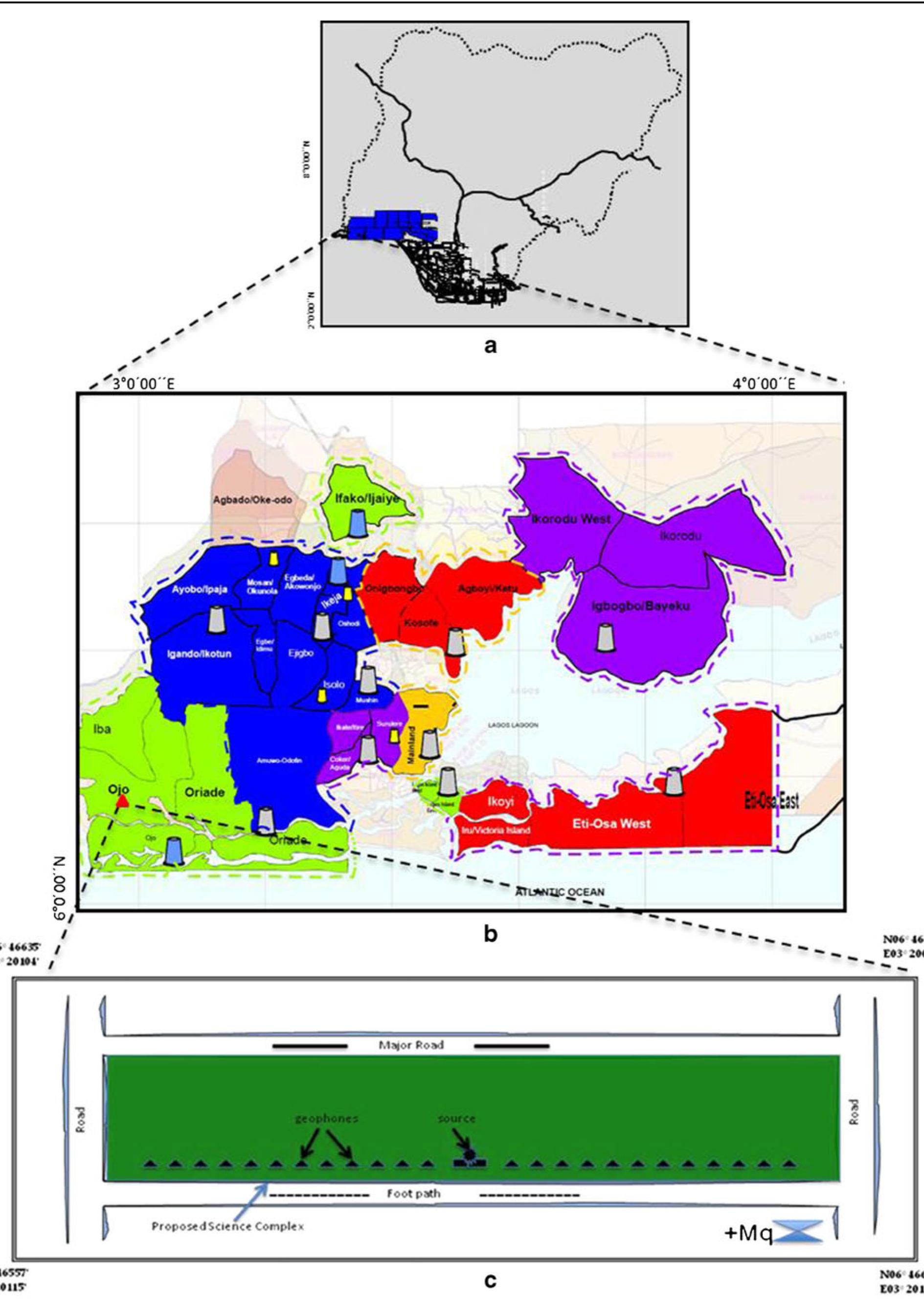 A map of nigeria showing lagos state, b map of lagos state