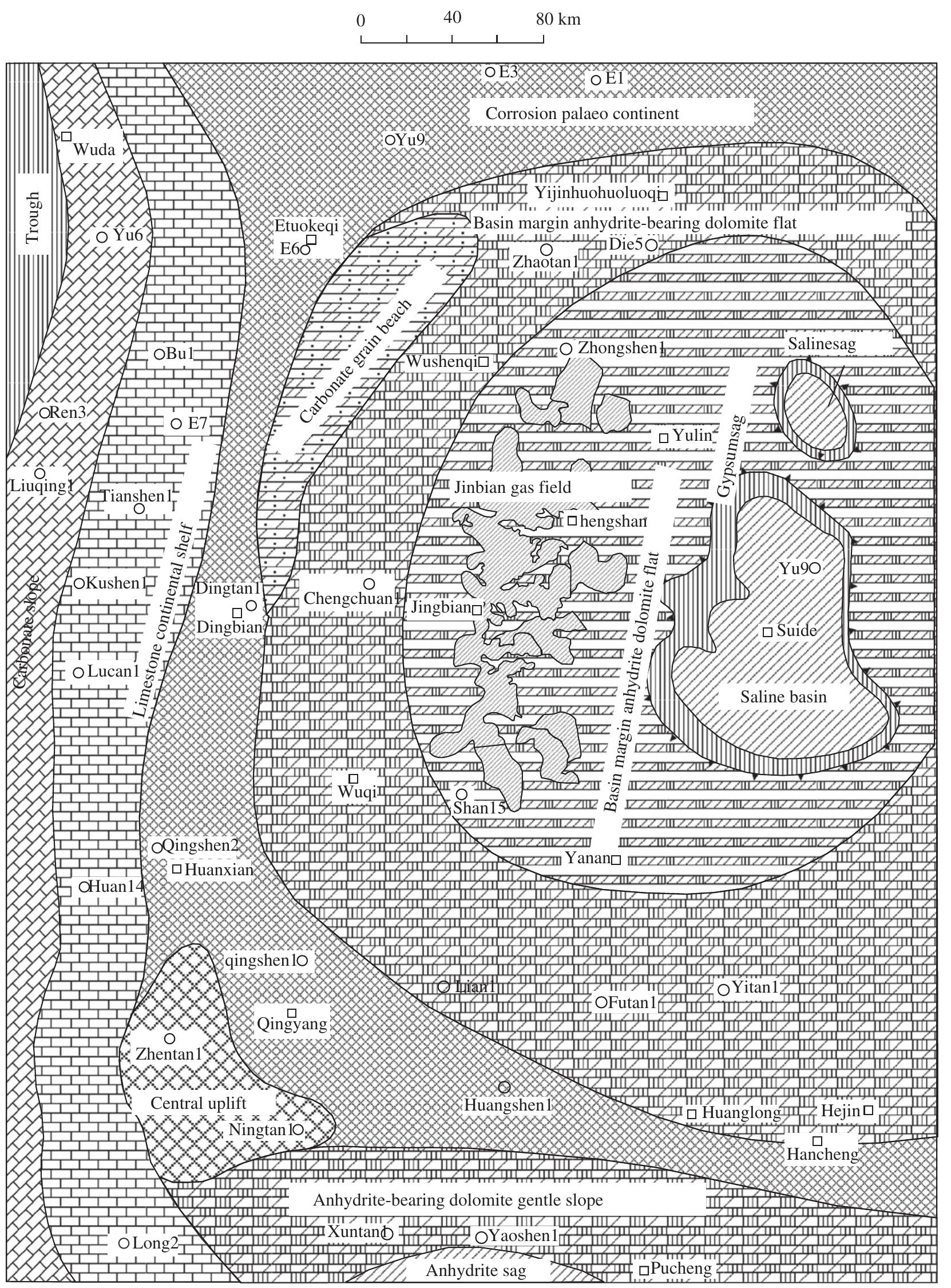 Schematic map showing the lithofacies variation within the