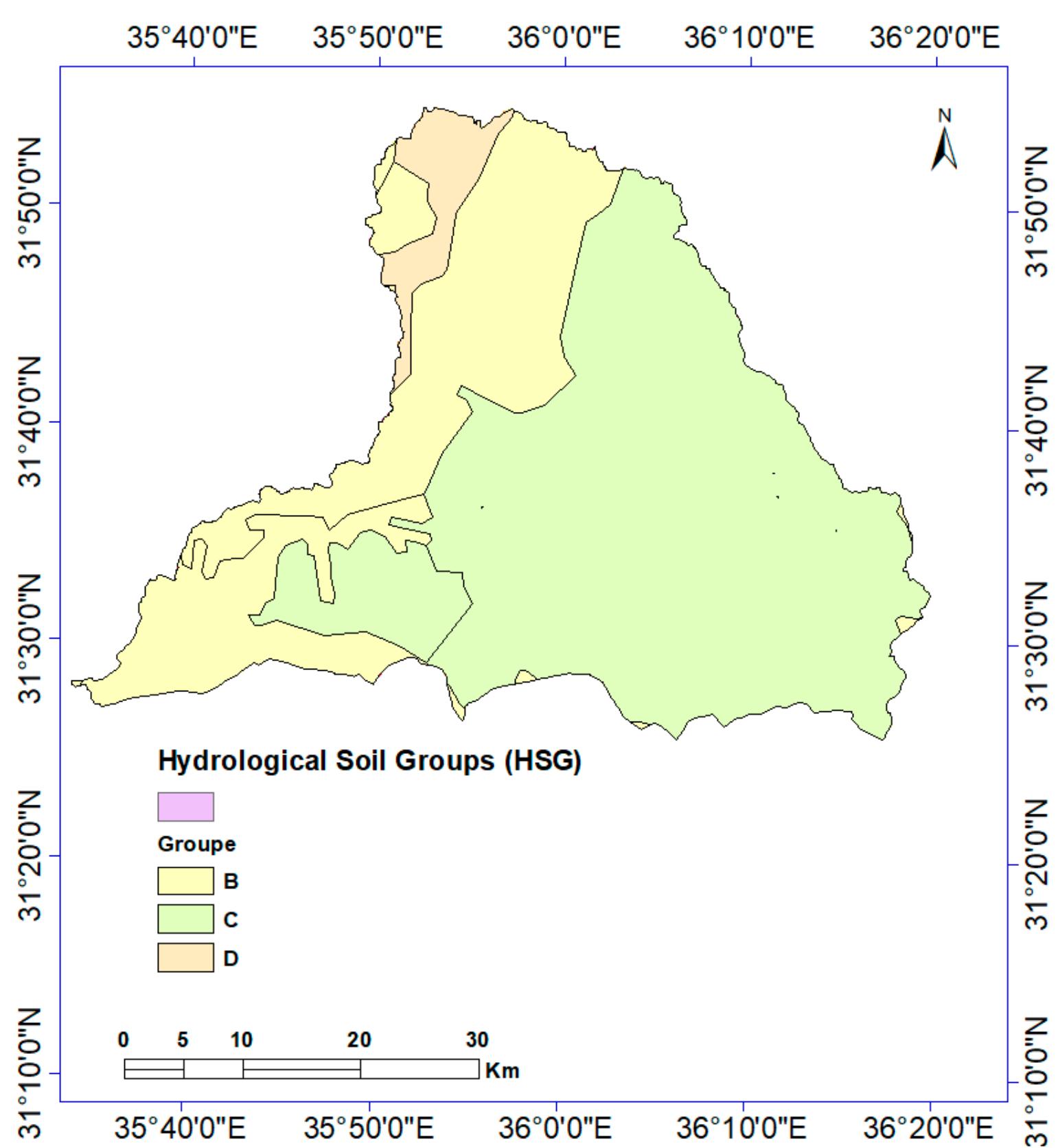 Soil classification map (hydrological group map) of the al