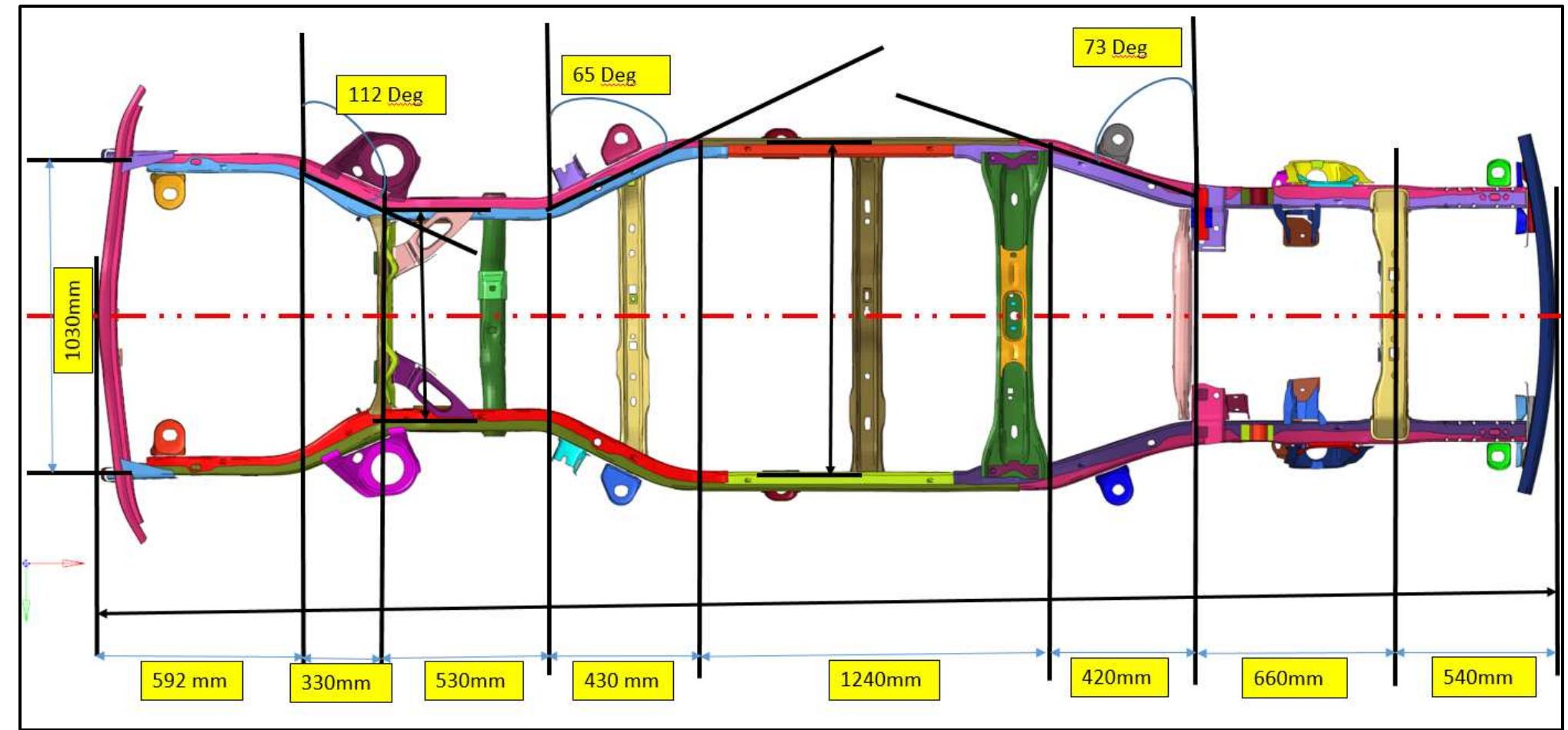 The chassis design and dimensions are shown in the fig 3.1,