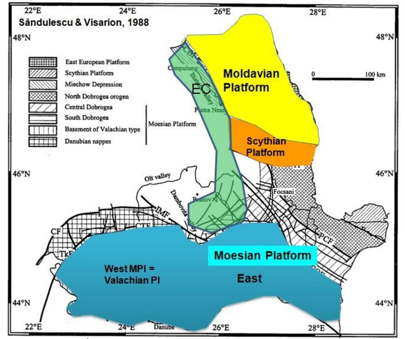 Simplified structural map of the carpathian foreland