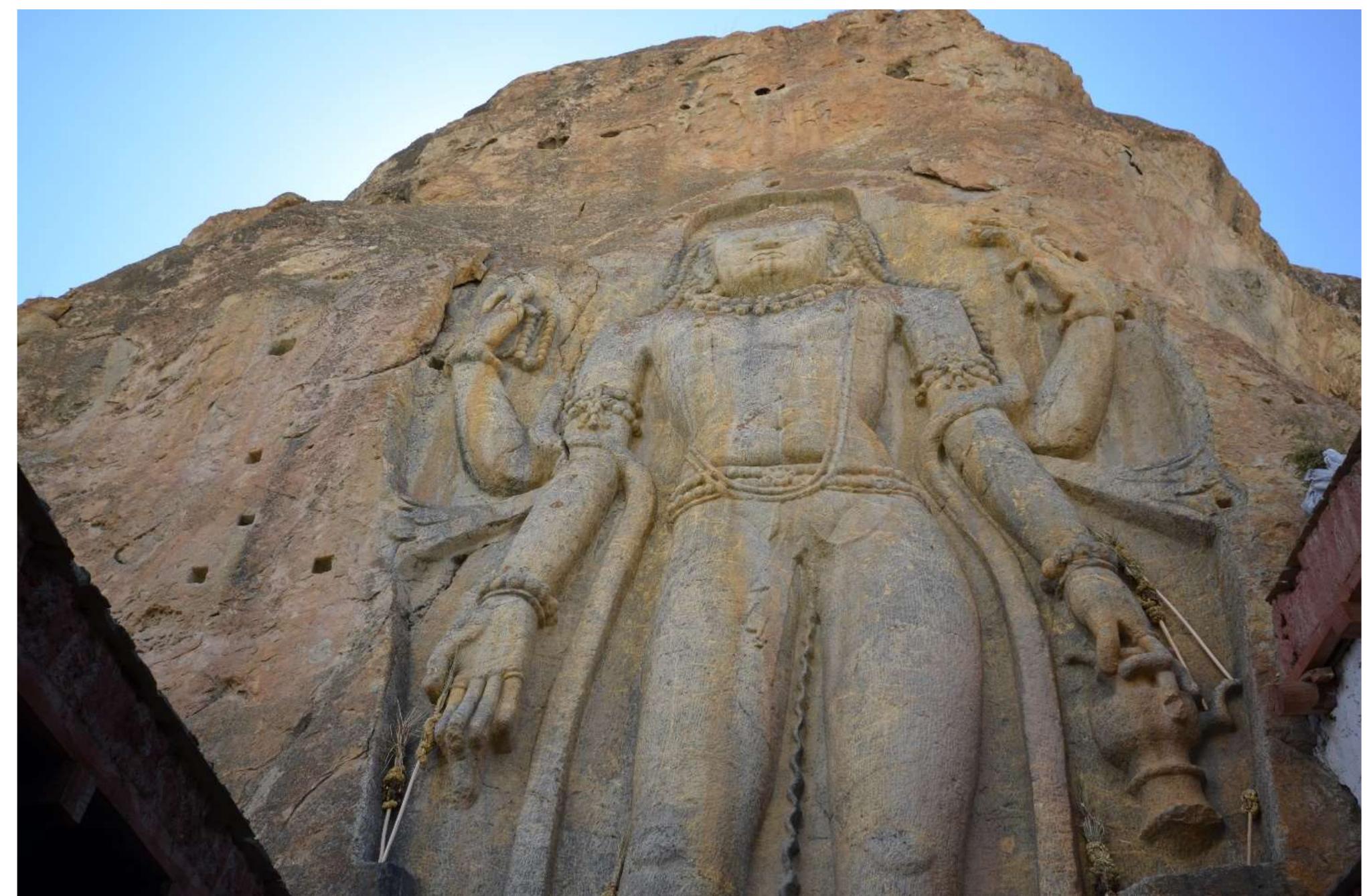 Maitreya of mulbekh. photographed from the ground with a