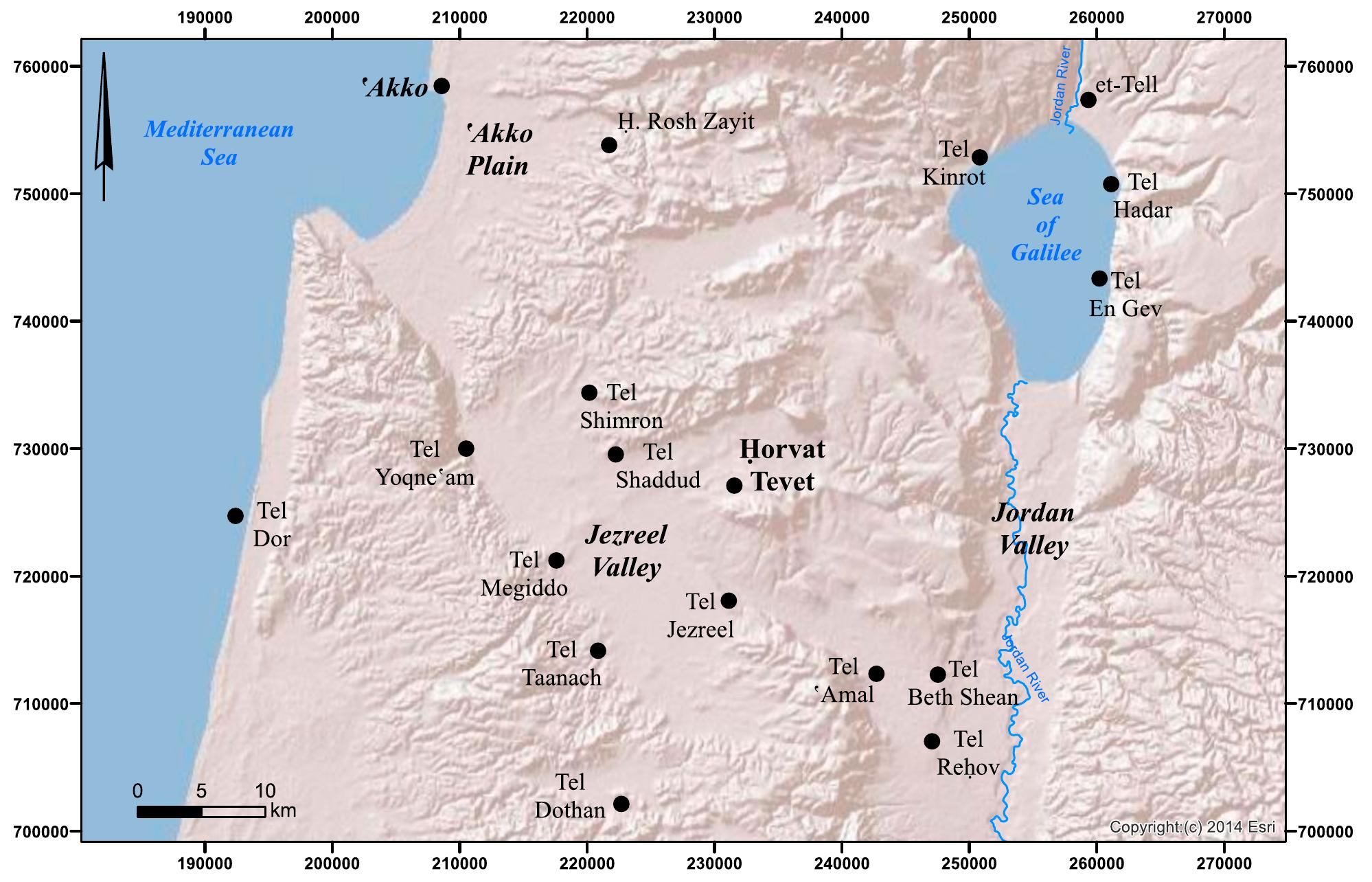 Map of the jezreel valley showing the location of horvat