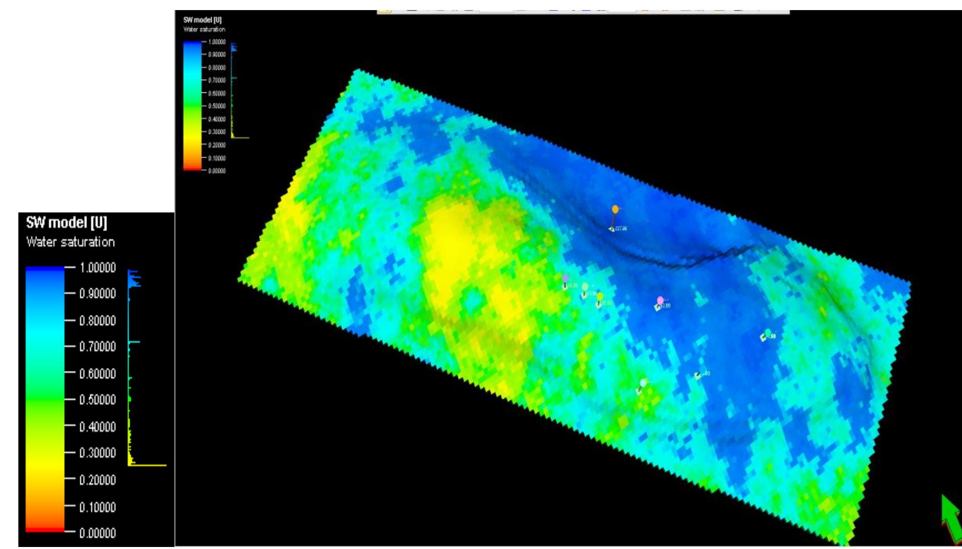 Water saturation model for jeribe top surface.