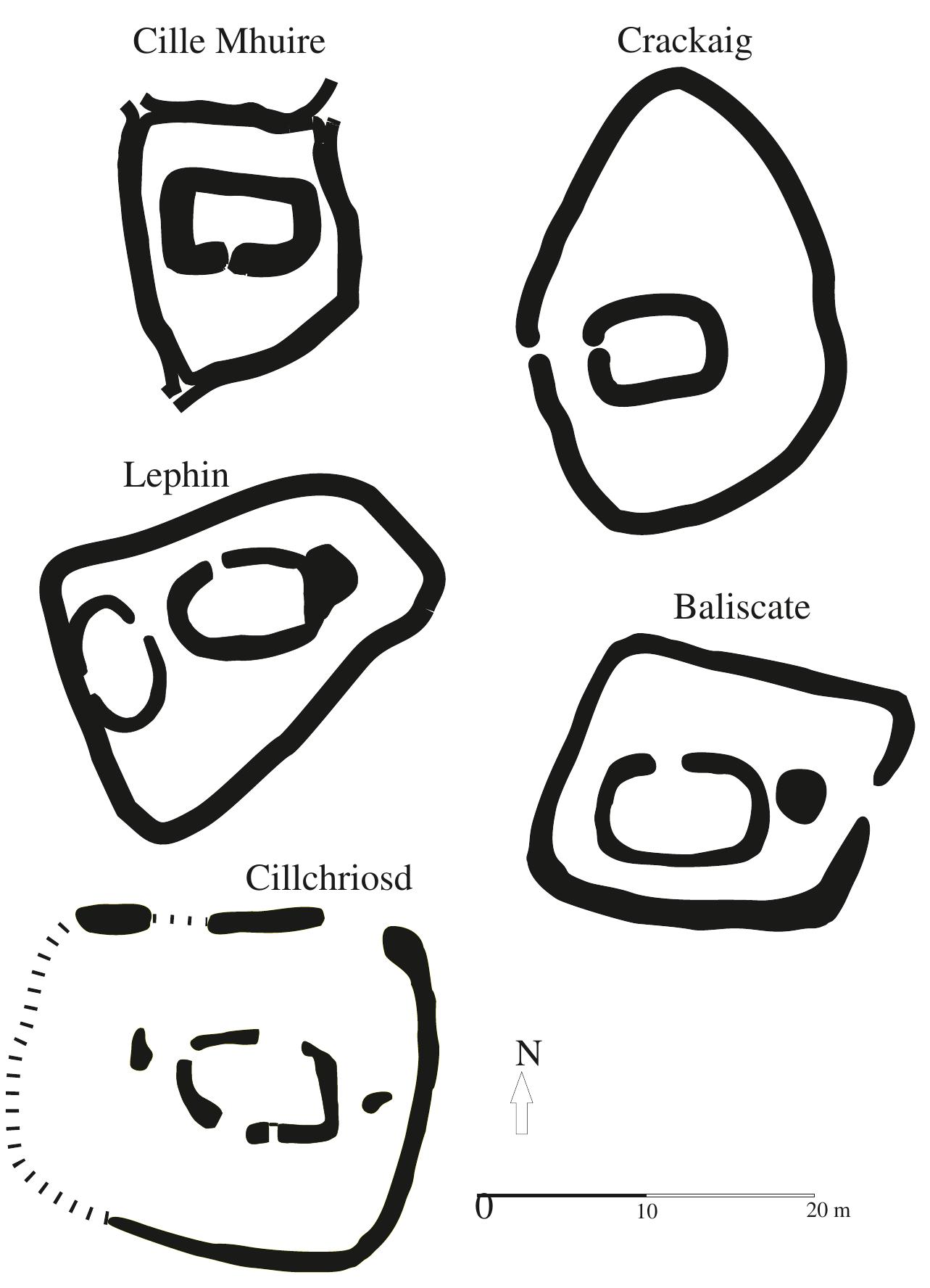 Illus 44 ground plans of probably medieval chapels and their