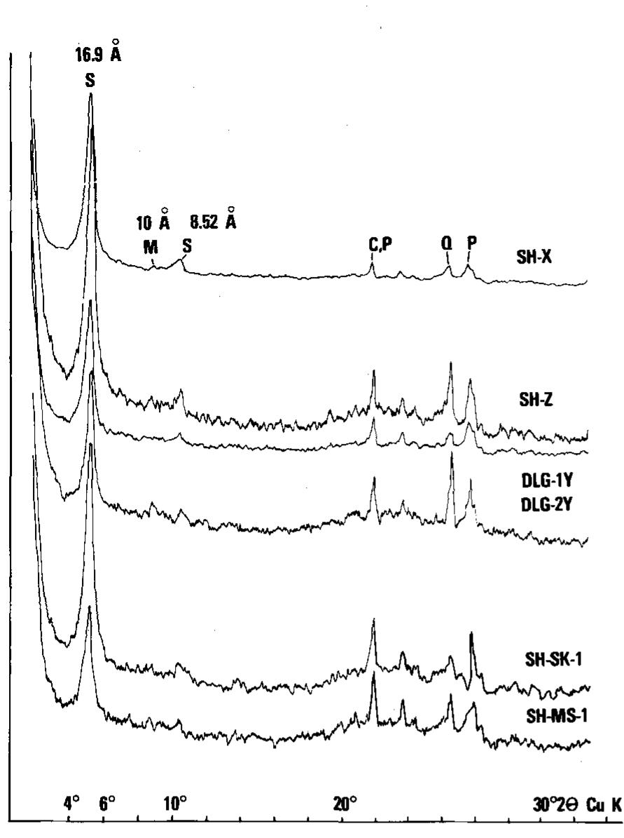 . x-ray powder diffraction patterns of the oriented,
