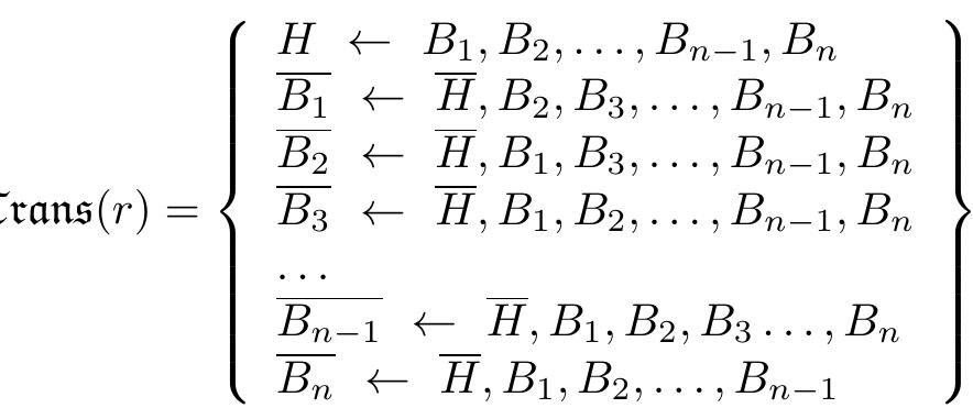 Definition 4 (transpositions of a strict rule) letr = h