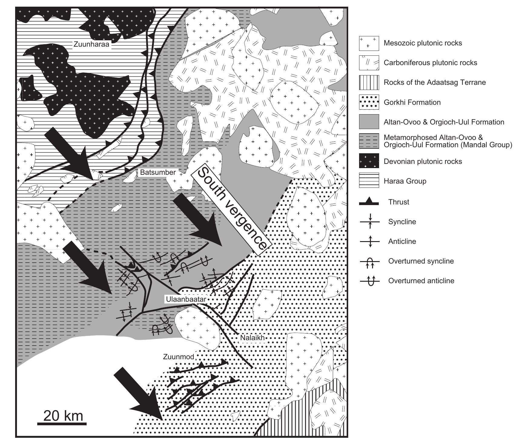 Map showing geological structure of the haraa terrane, the