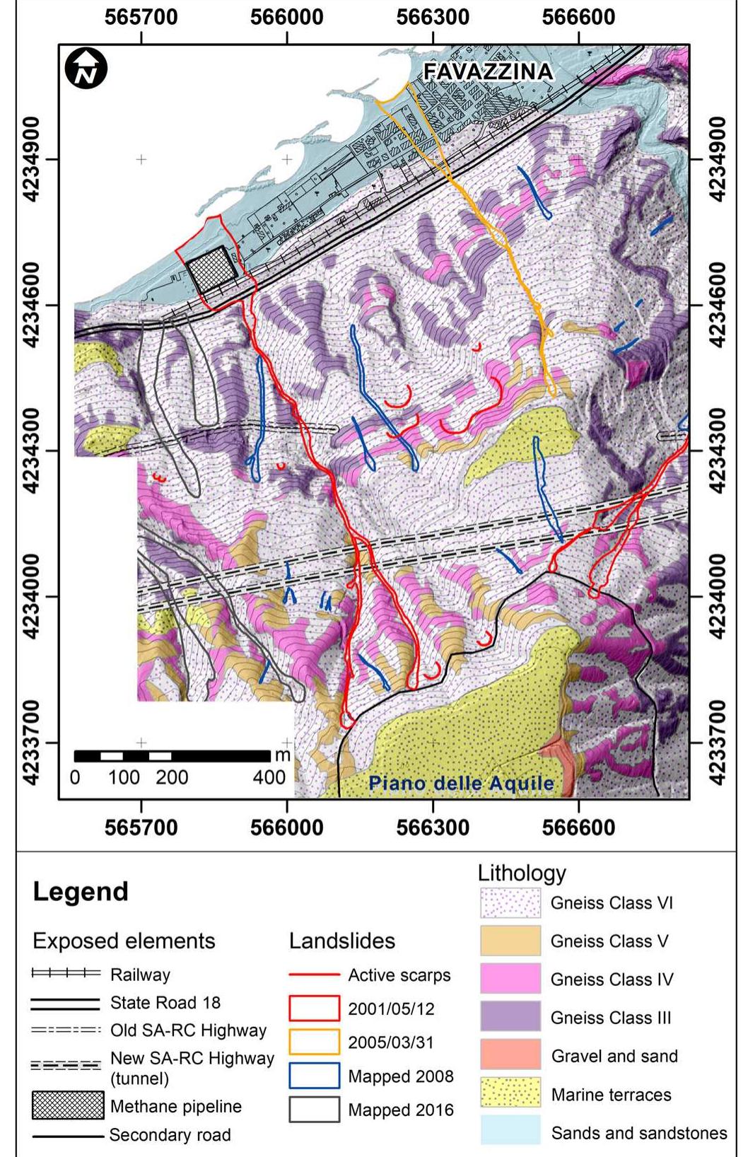 Lithological and weathering grade map of the favazzina