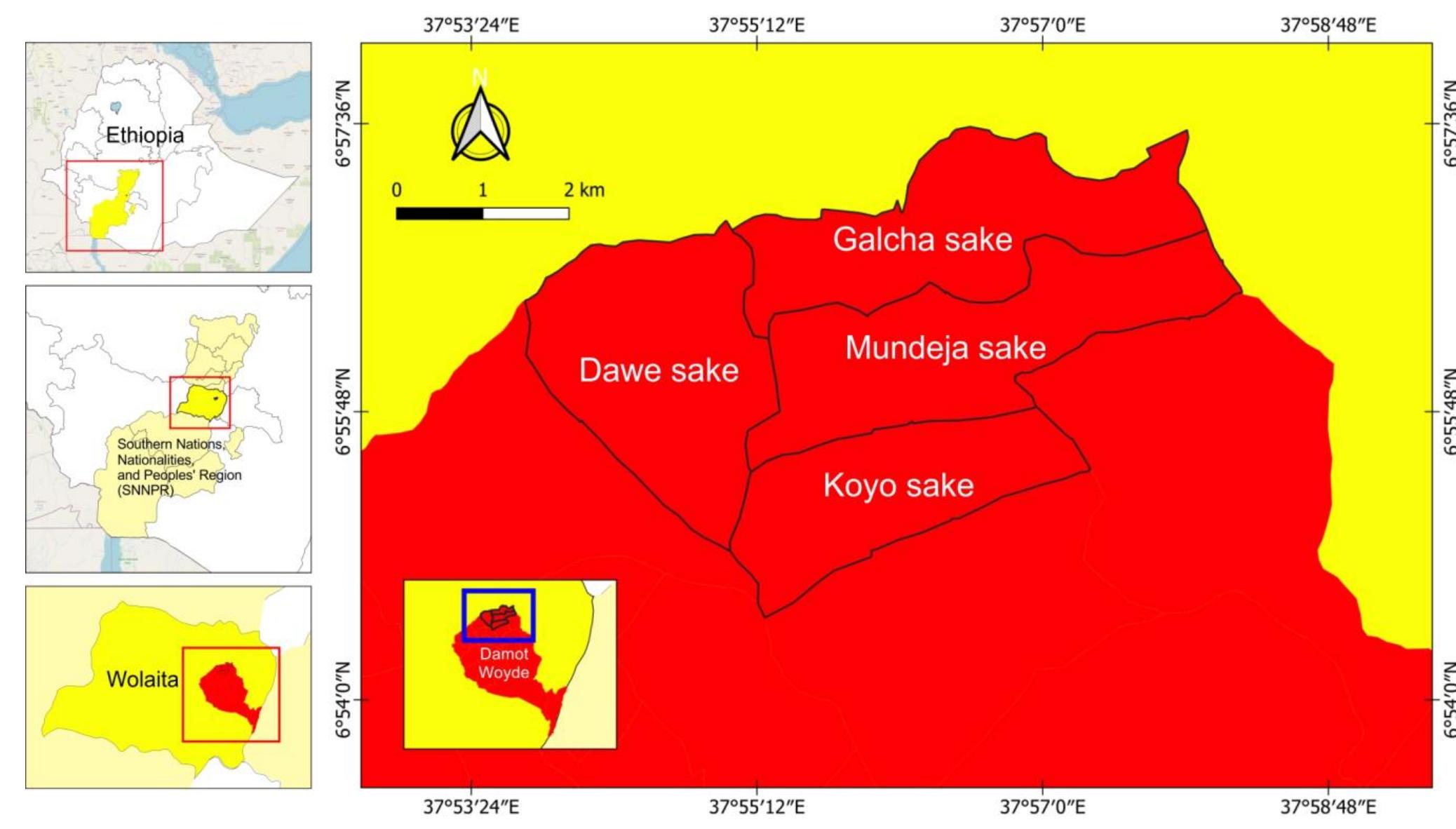 Map of damot woyde district, ethiopia