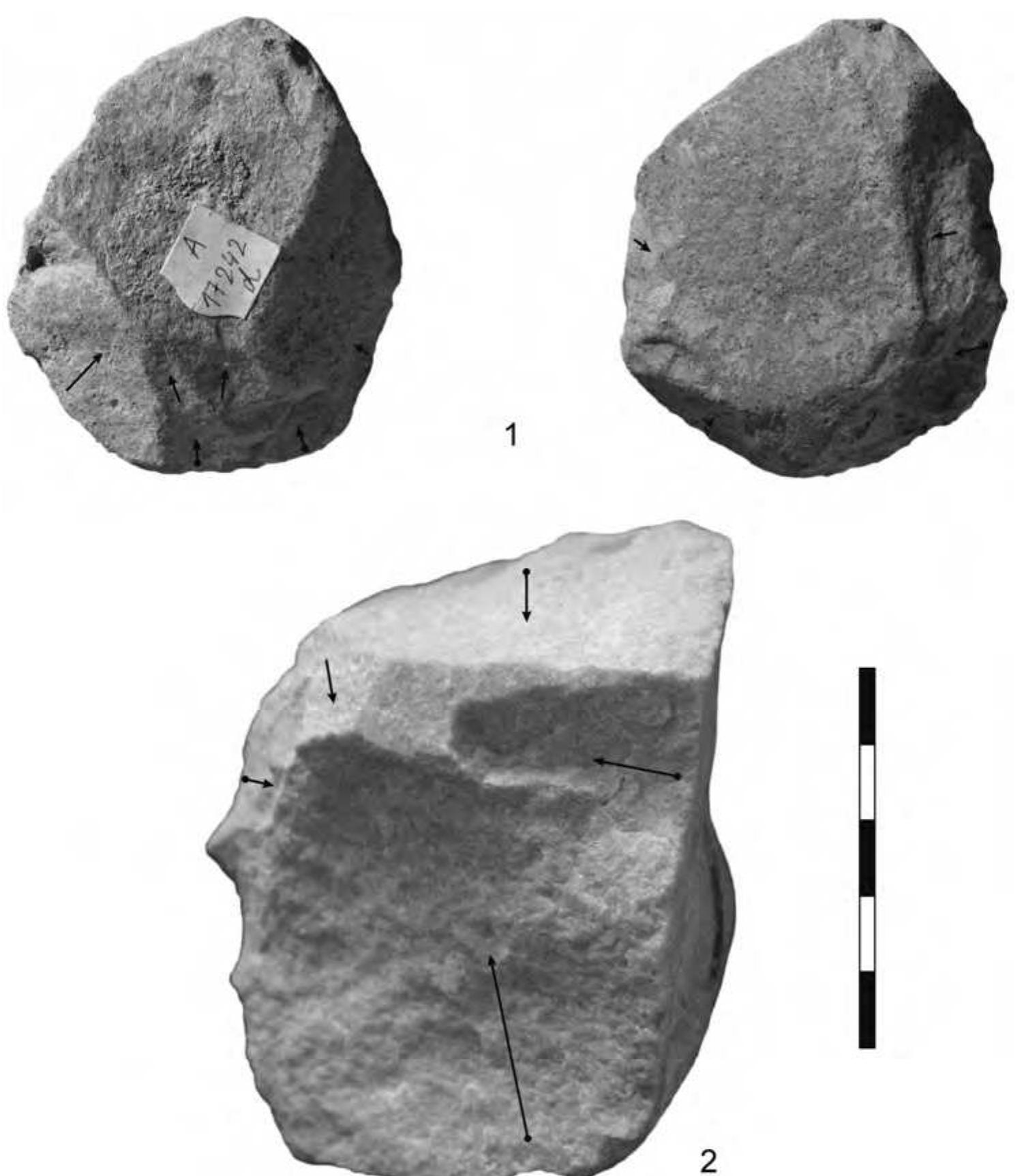 Bojnice i. precores. i - andesite, trench ?; 2 - quartz,