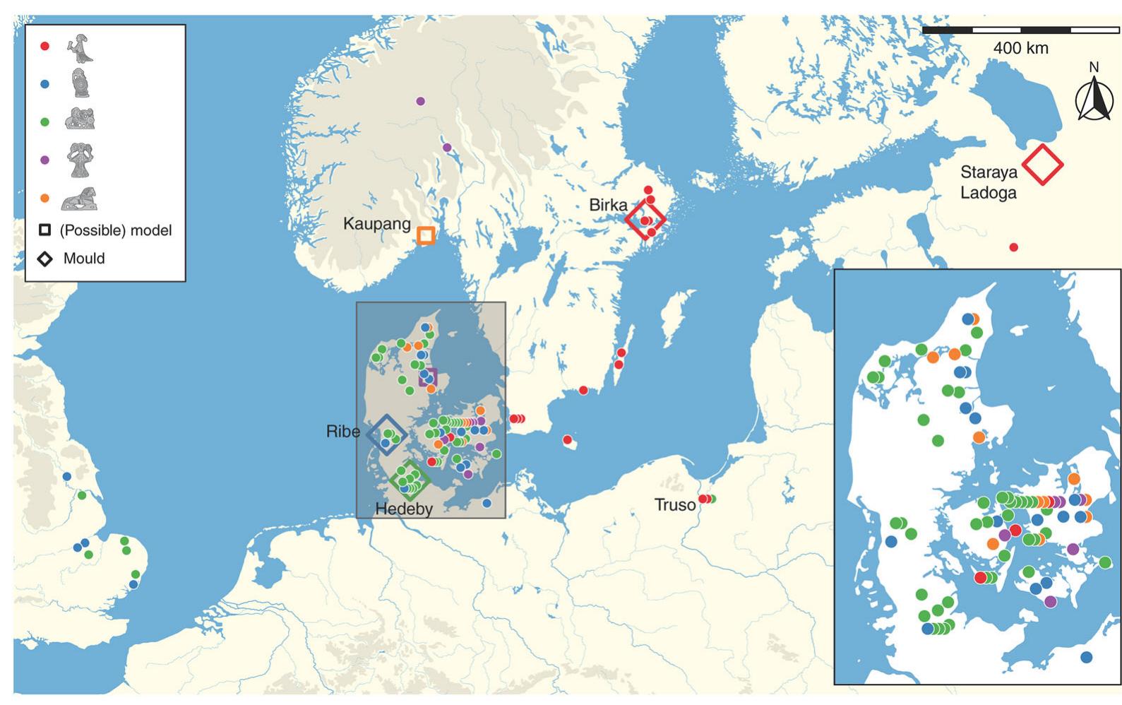 Distribution map of the main artefact classes discussed in