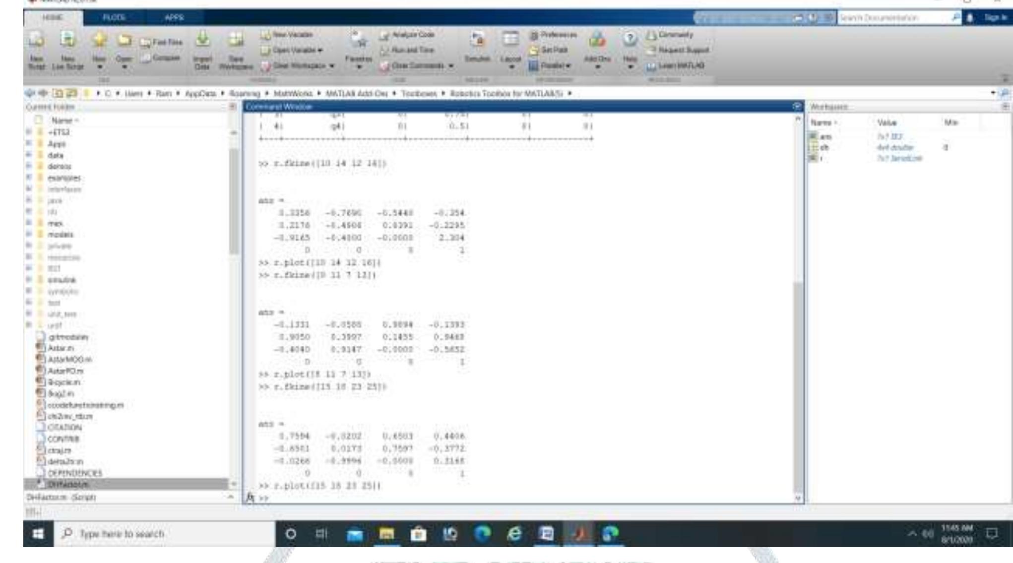 Figure 12 - Forward and Inverse Kinematic Analysis of 4-DOF