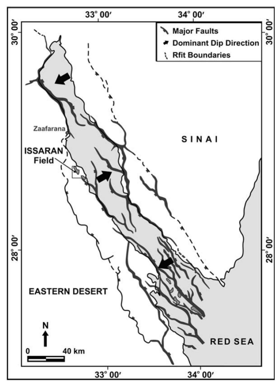 Structural map of the gulf of suez rift showing the location